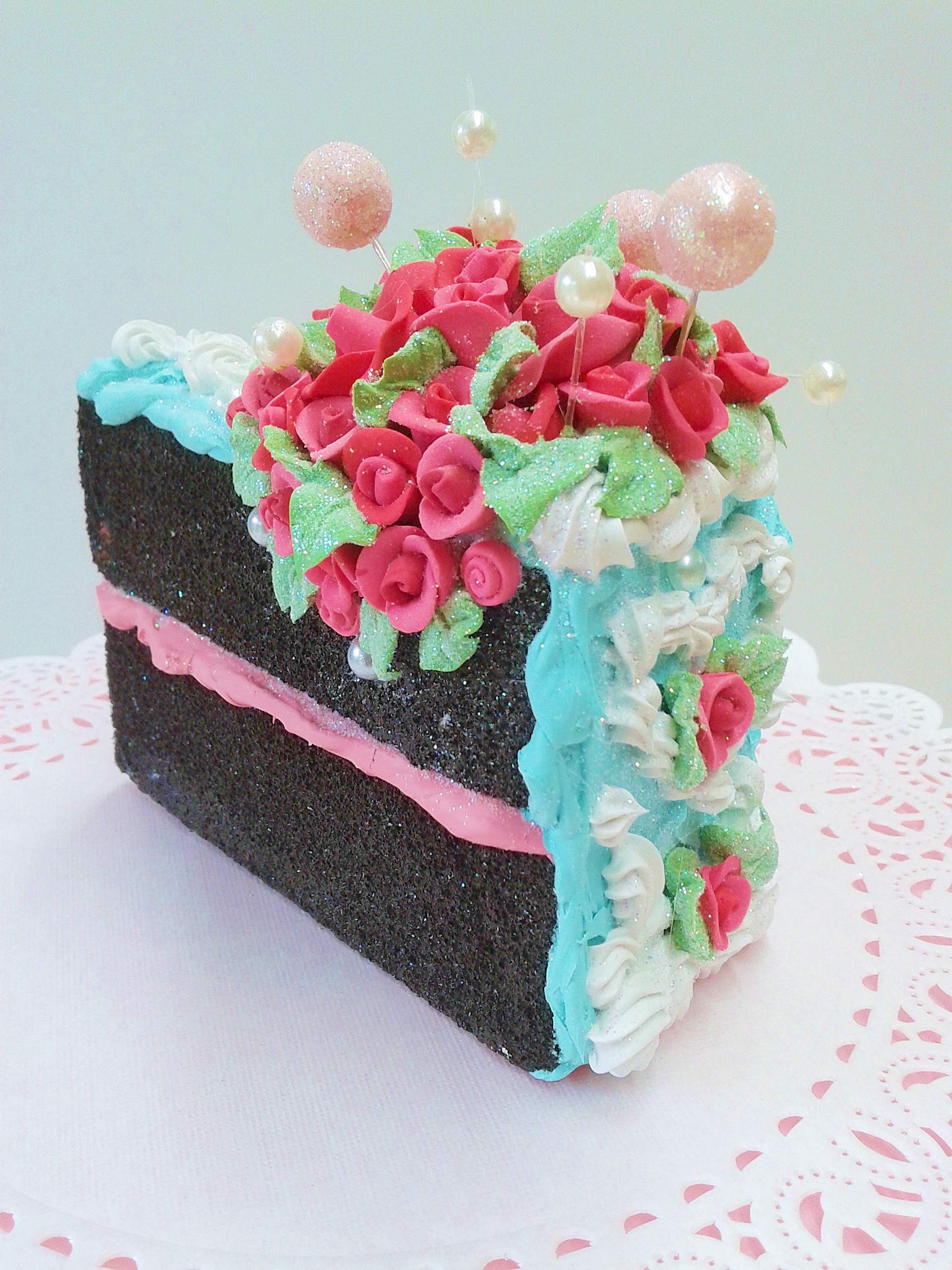 Shabby chic chocolate fake cake slice | Etsy