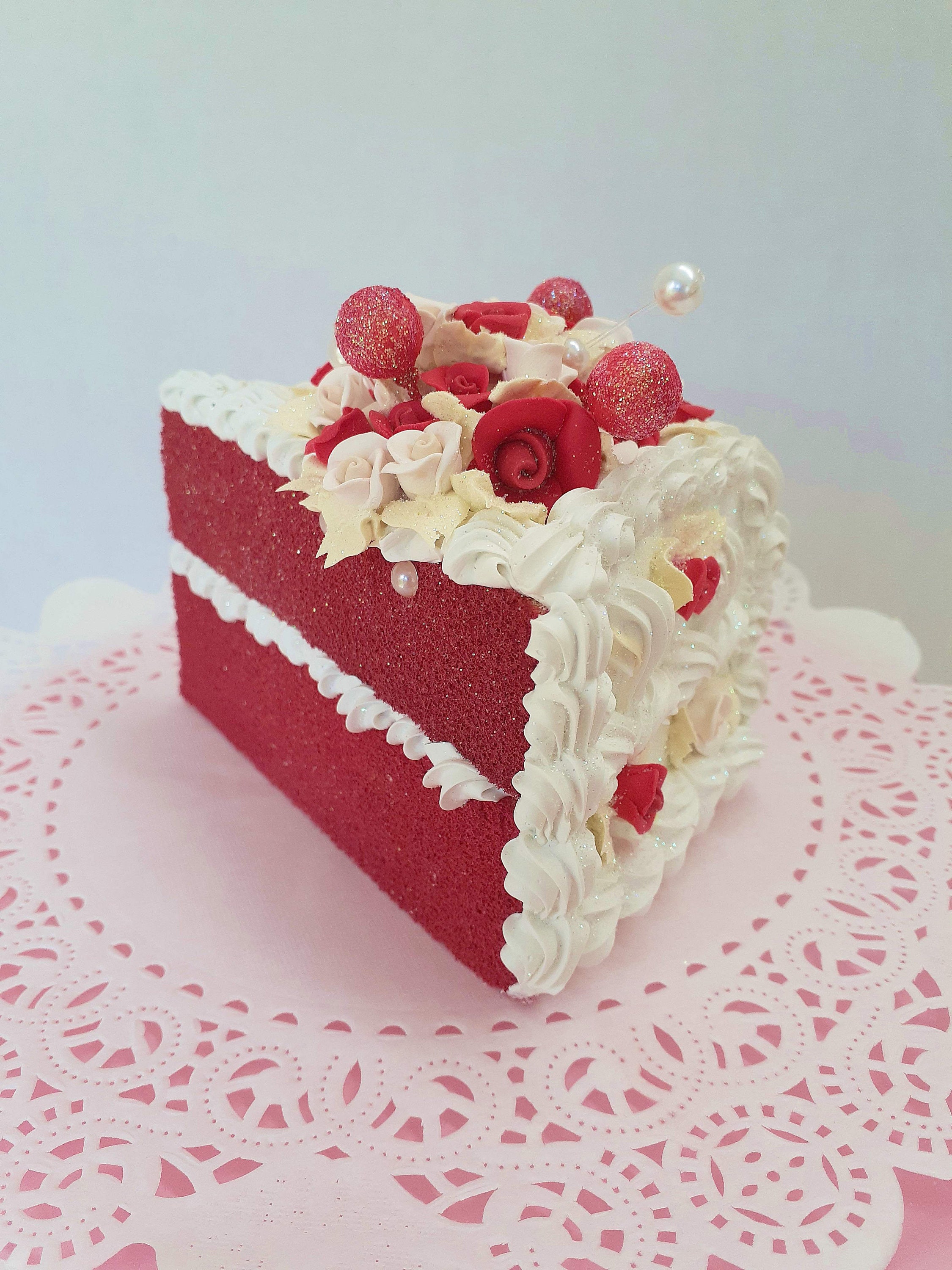 Red velvet fake cake slice | Etsy