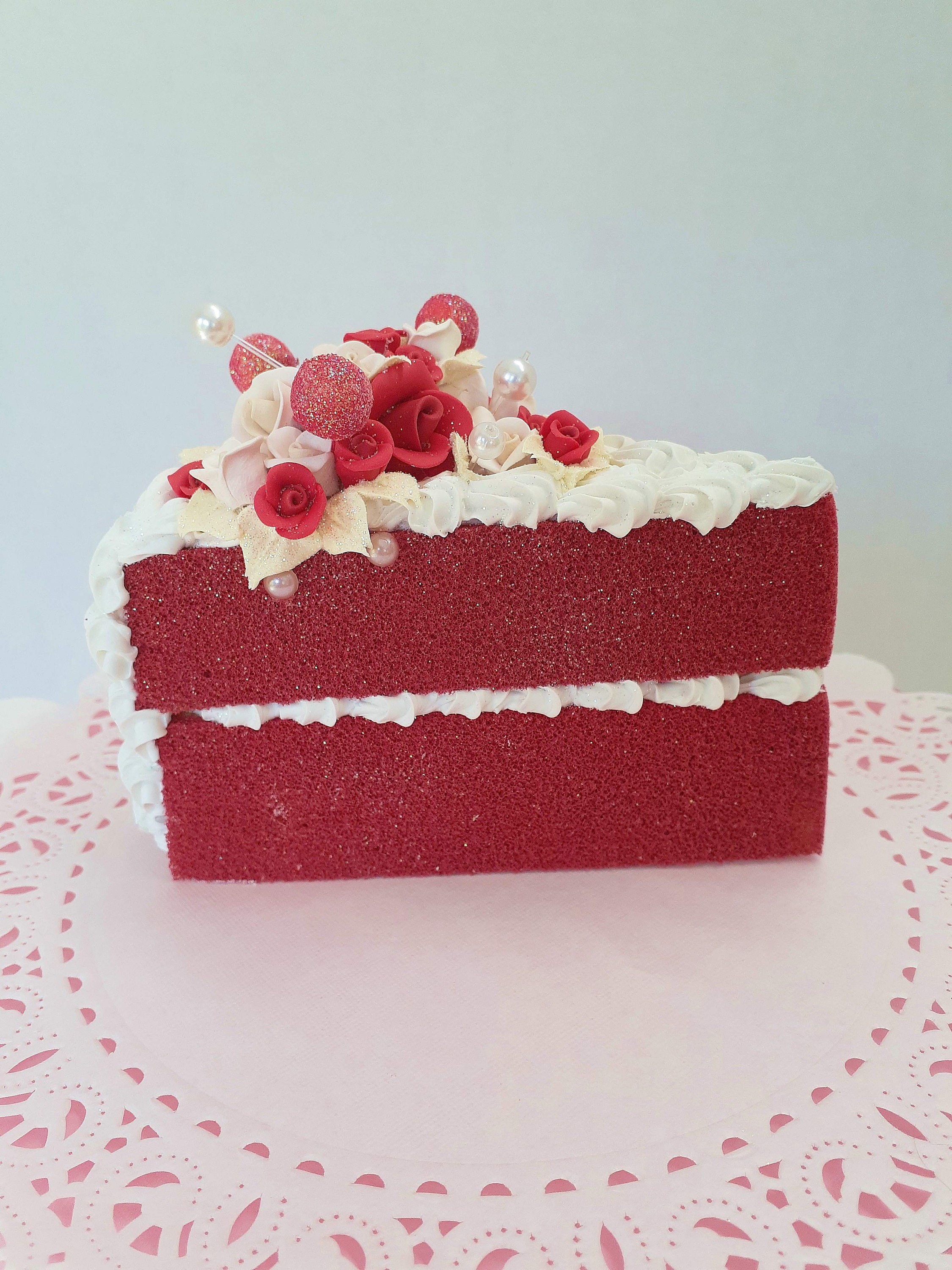 Red velvet fake cake slice | Etsy