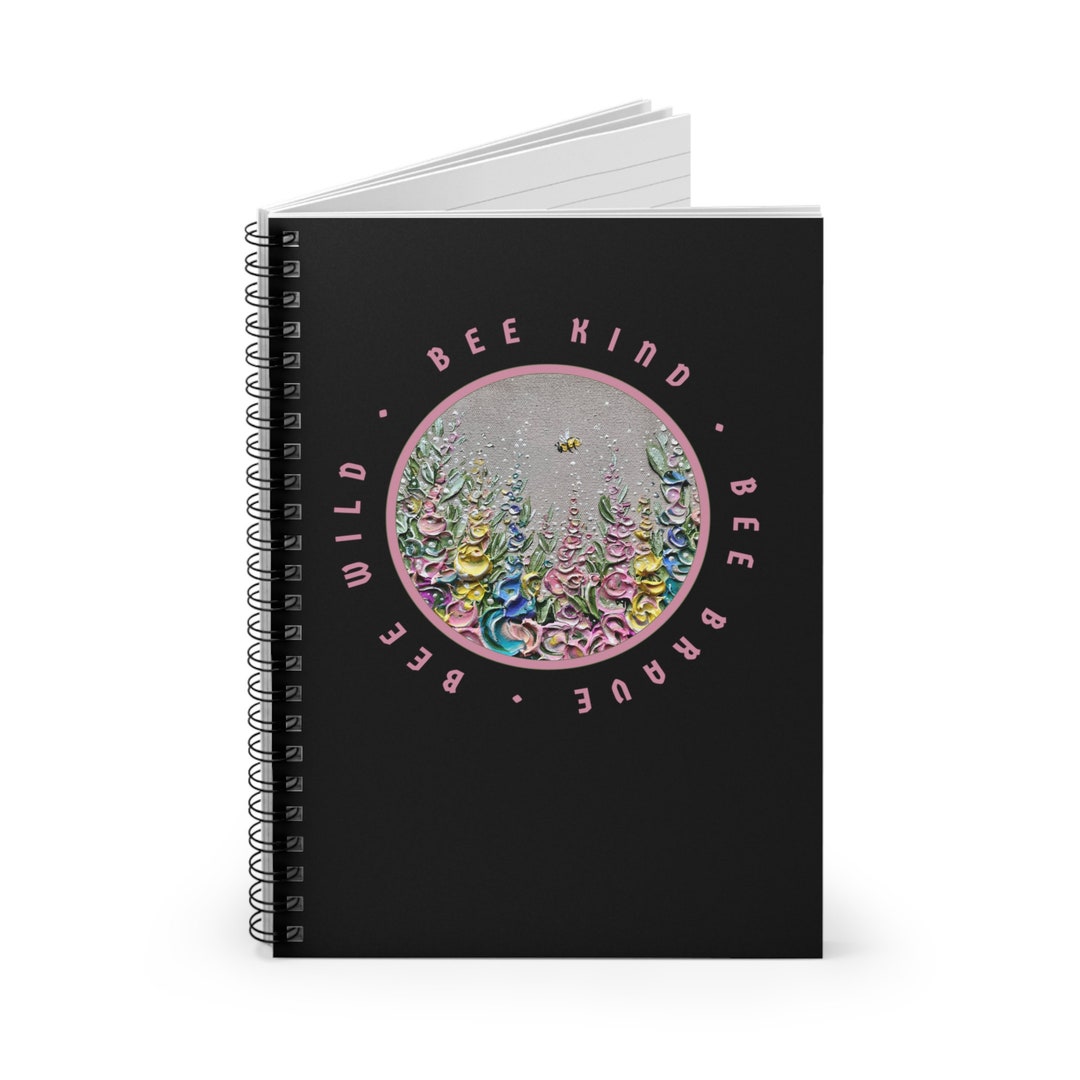 Floral Bee SPIRAL NOTEBOOK Flowers Lupines Kindness Inspiring Art Self ...