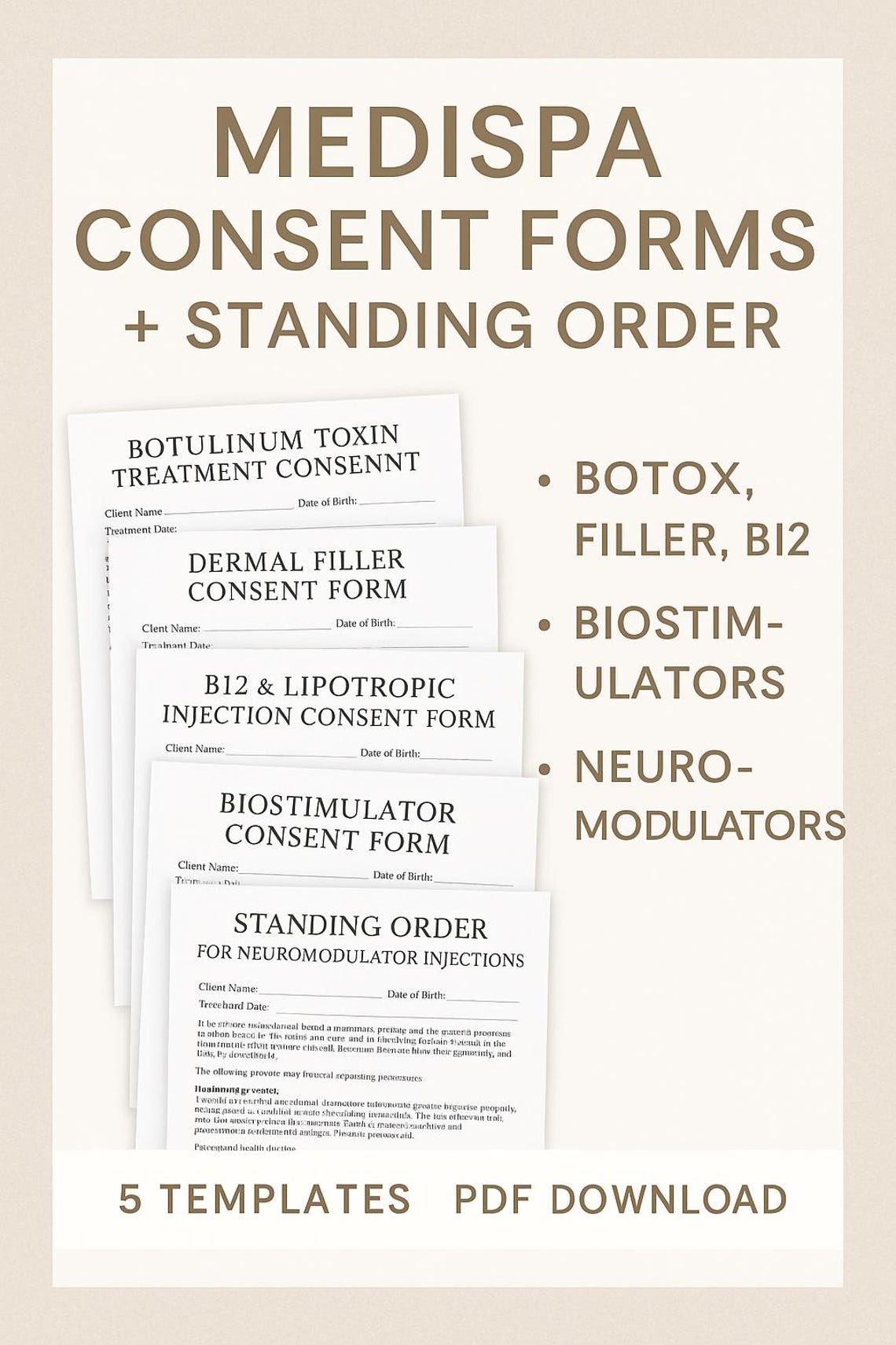 Medispa Consent Forms & RN Standing Order Bundle (PDF) - Etsy