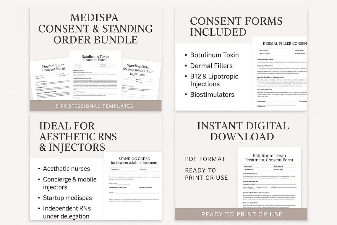 Medispa Consent Forms & RN Standing Order Bundle (PDF) - Etsy