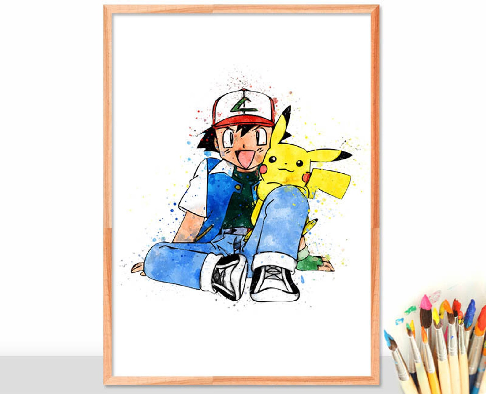 Ash ketchum Poster watercolor print pokemon print pokemon | Etsy