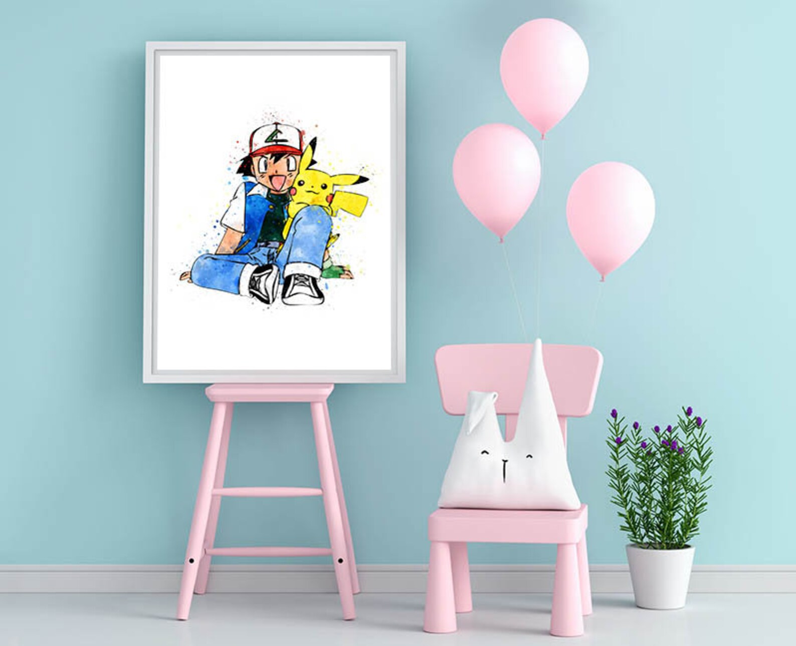 Ash ketchum Poster watercolor print pokemon print pokemon | Etsy