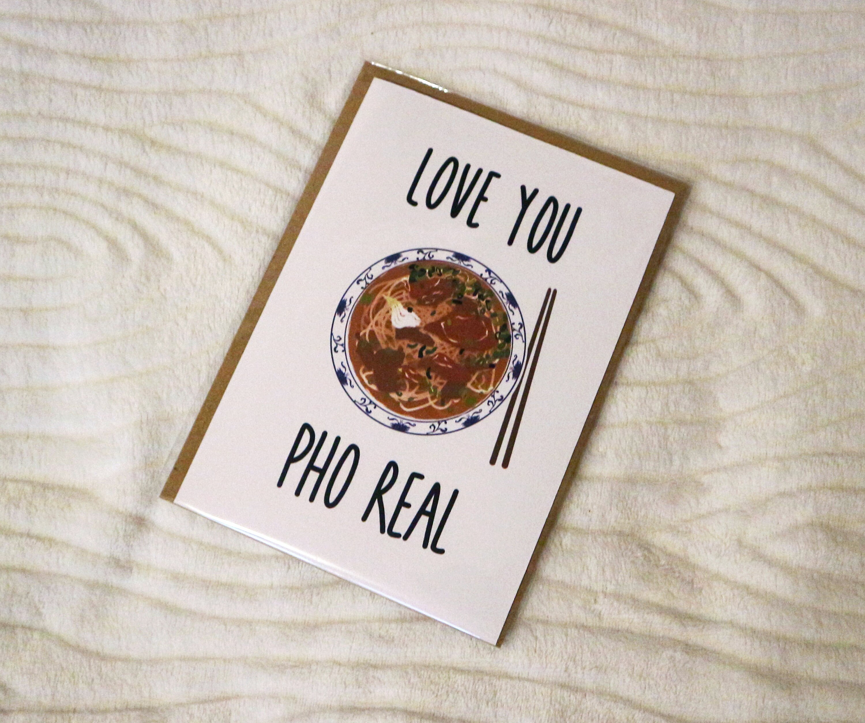 Love You Pho Real Greeting Card and Sticker Set Handmade - Etsy Canada