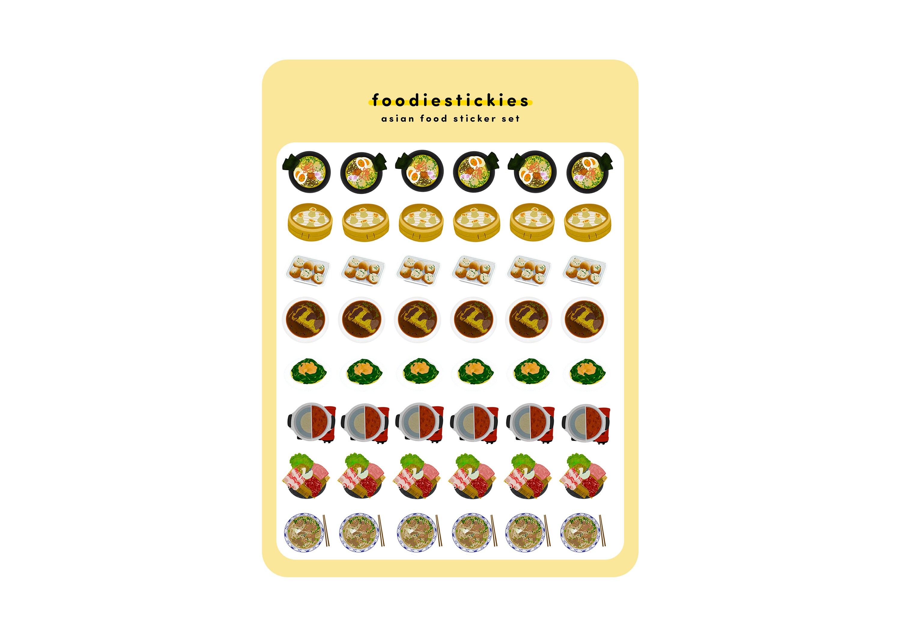 48pc Asian Cuisine Sticker Sheet Planner Journal Food Diary Travel ...