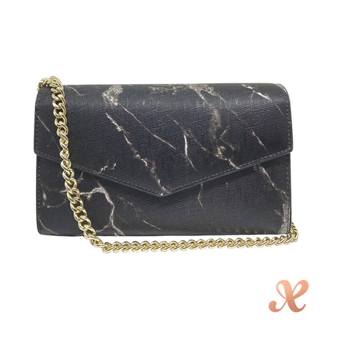 Cross Body Chain Bag in Black Marble Print - Etsy