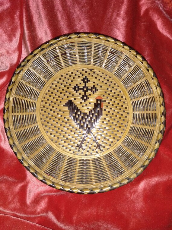 Flat Rooster Basket Chicken Plate Woven Decor Art - Etsy