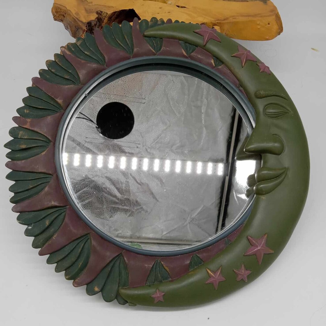 Purple and Green Sun Moon and Stars Mirror, Hanging, Wall, Decor ...