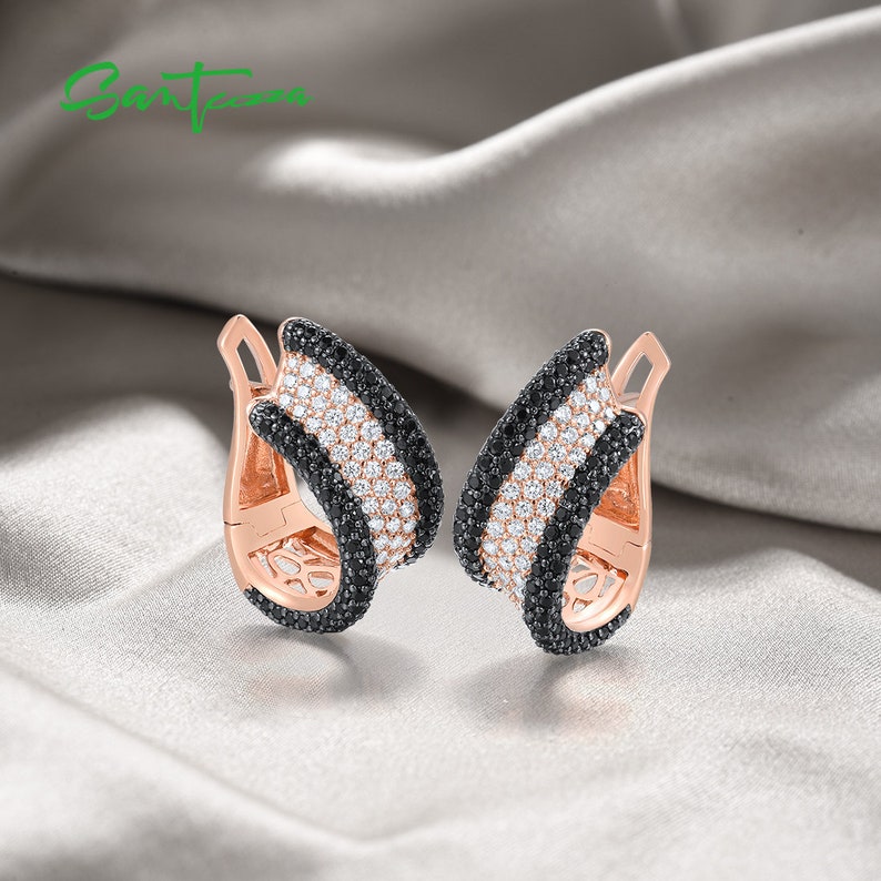 SANTUZZA Handmade Black & White Bold Stylish 925 Sterling - Etsy