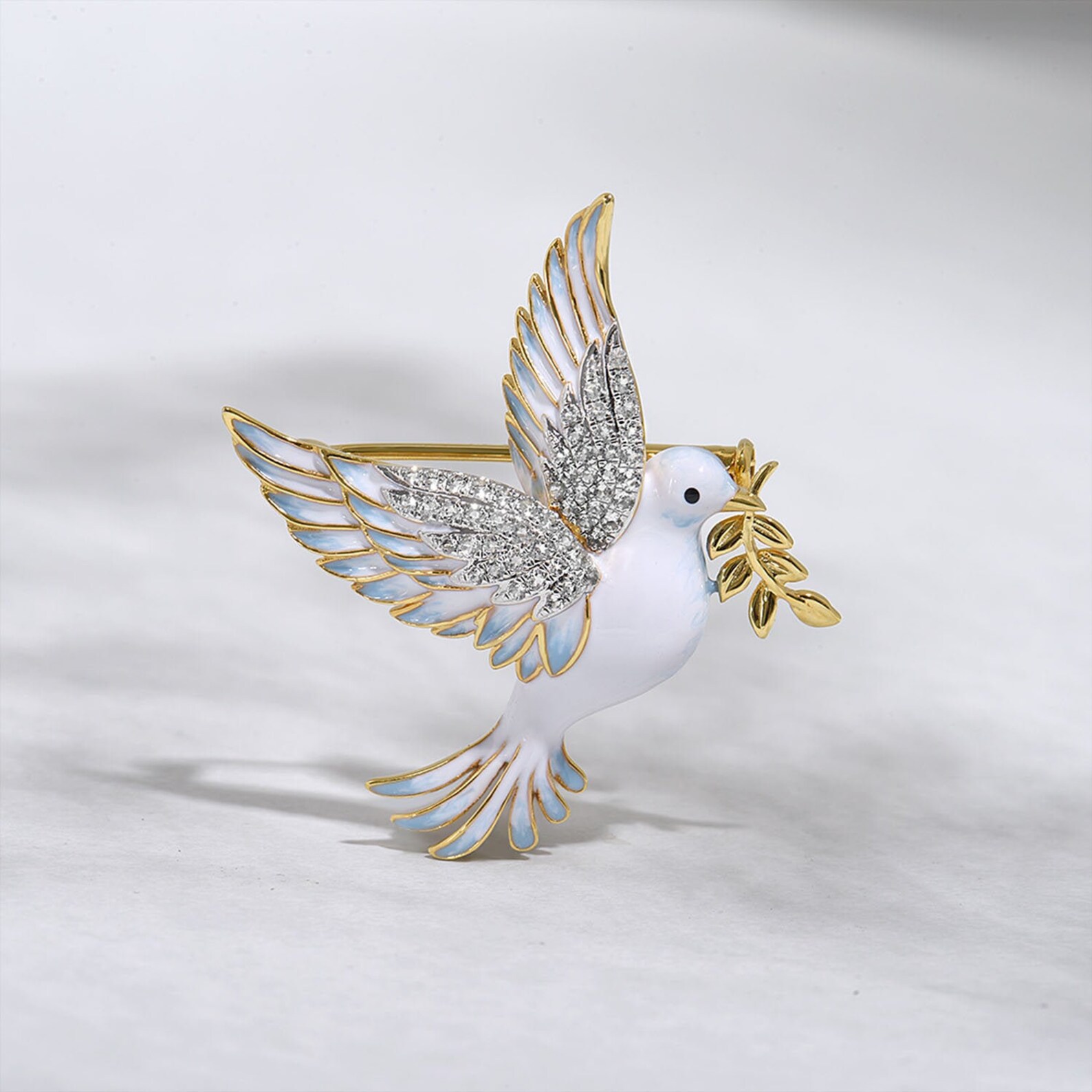 SANTUZZA Handmade Enamel White Pigeon Brooch 925 Sterling - Etsy