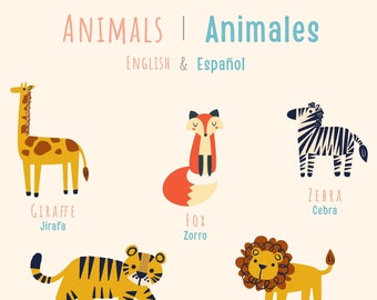 Bilingual Poster Printable- Animal Farms (spanish and English) - Etsy