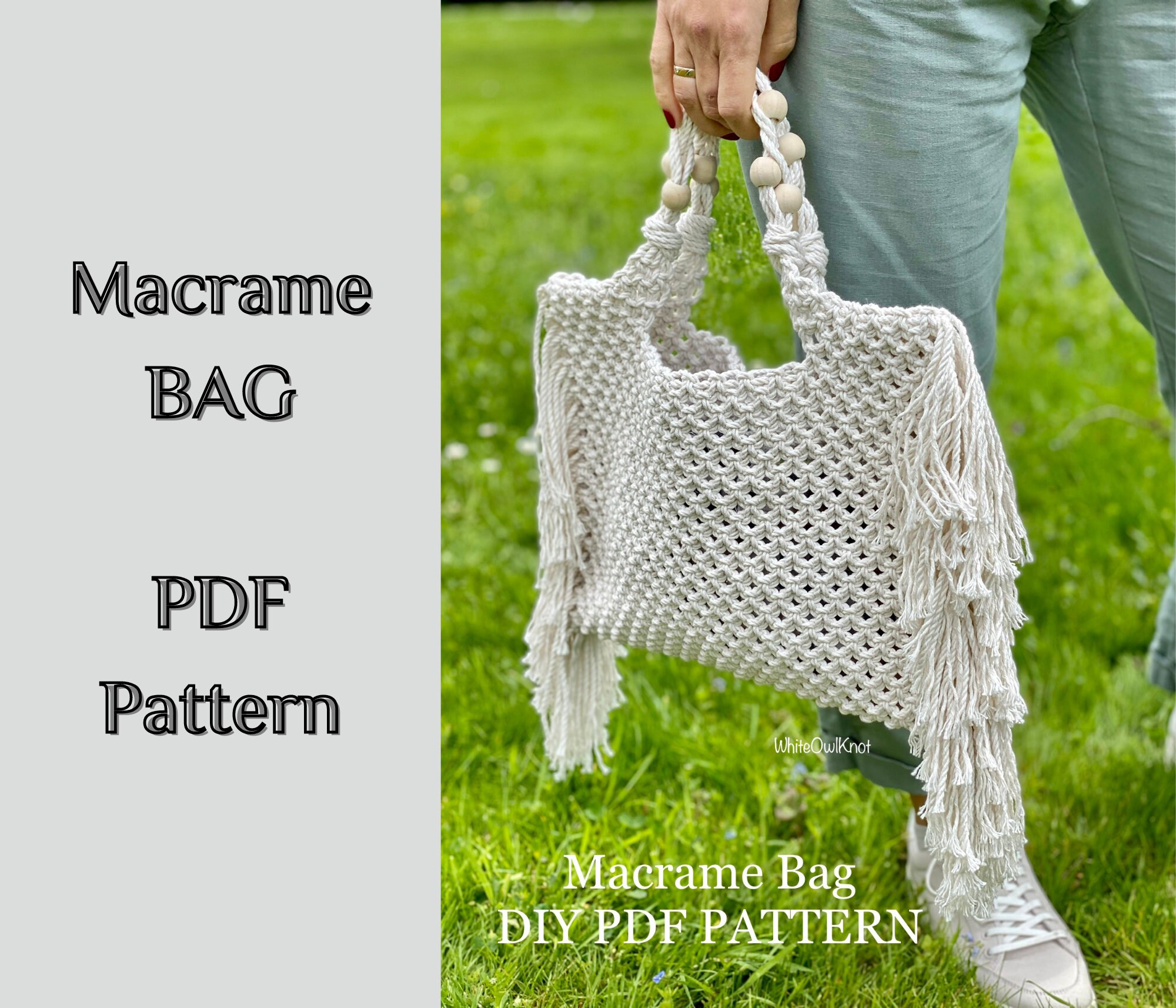 Macrame Handbag PDF Pattern DIY Macrame Boho Purse Macrame - Etsy