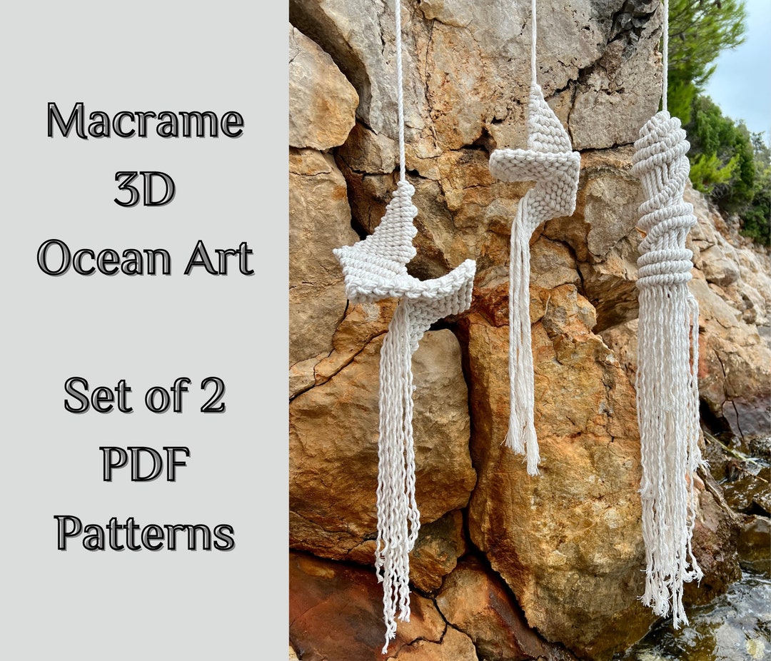 Set of 2 Macrame 3D Fiber Art PDF Patterns Ocean Theme Decor - Etsy