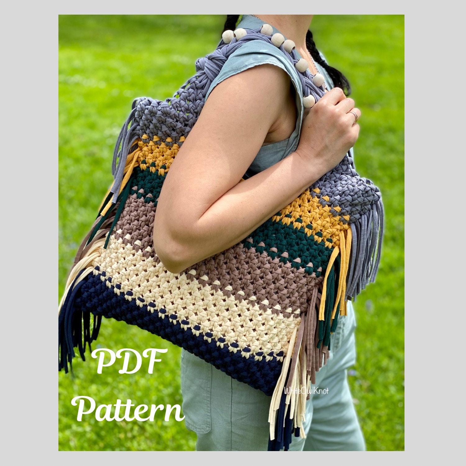 DIY PDF Pattern Macrame Bag DIY Macrame Shoulder Bag Boho | Etsy