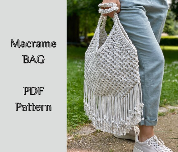 Macrame Shoulder Bag PDF Pattern DIY Macrame Boho Hippie Bag - Etsy