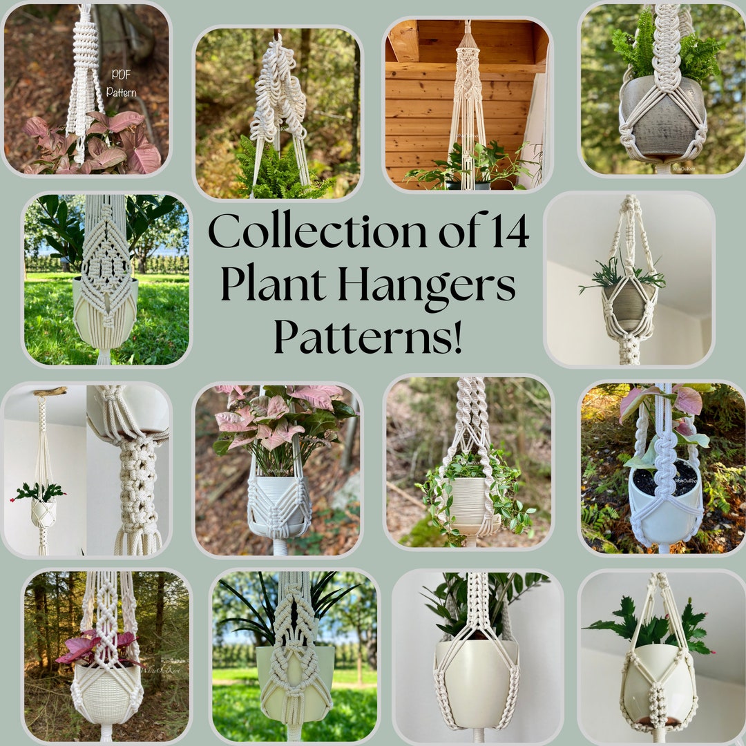 Collection DIY Macrame Plant Hangers - Bundle of 14 Macrame Patterns ...