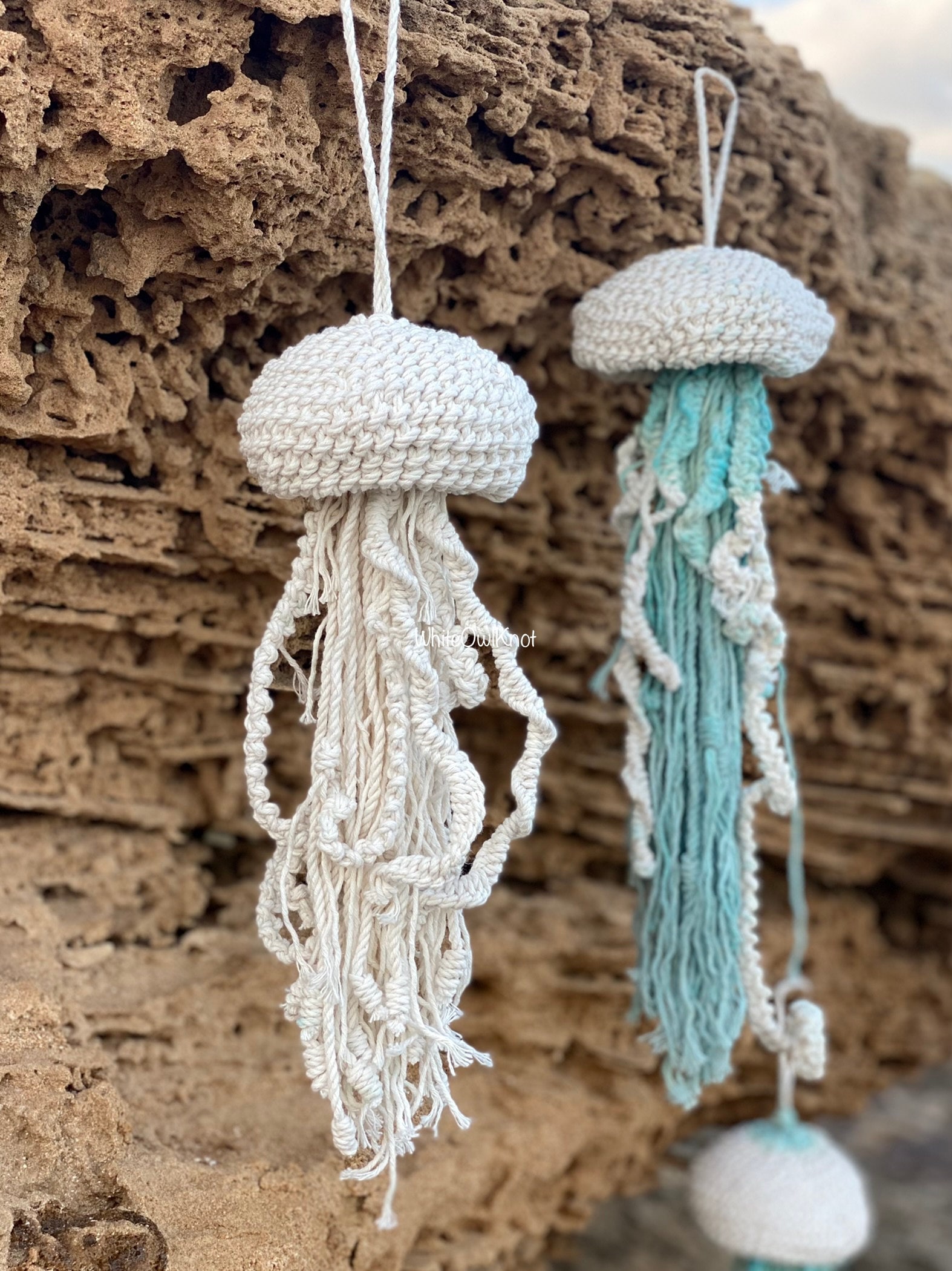 Set of 2 DIY Patterns Macrame Jellyfish, Macrame PDF Pattern, Ocean Art ...