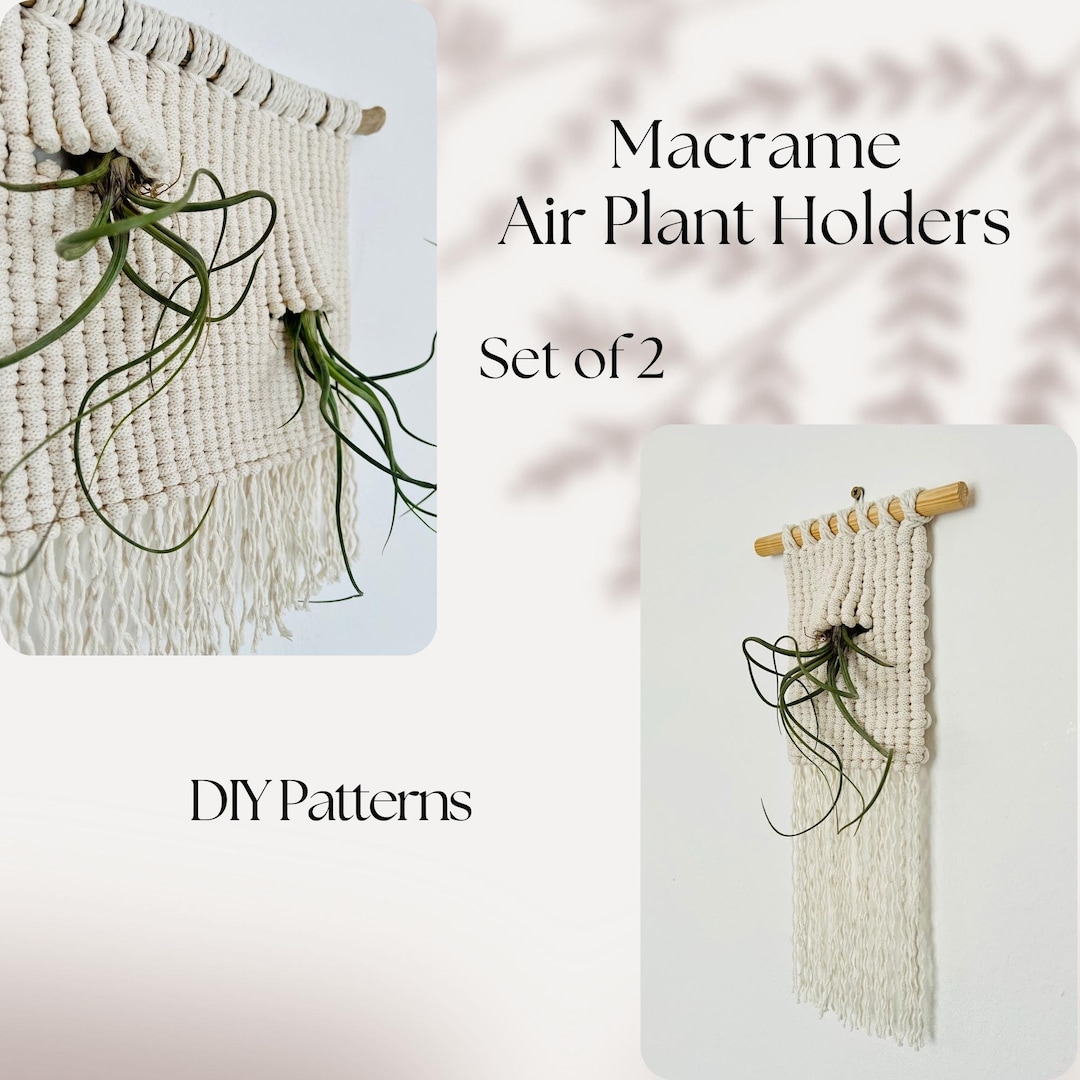 SET of 2 Macrame Air Plant Holders PDF Patterns, Macrame Plant Hanger ...