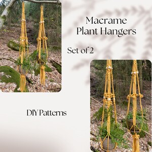 Set of TWO Macrame Plant Hangers PDF Patterns, DIY Macrame, Macrame E ...