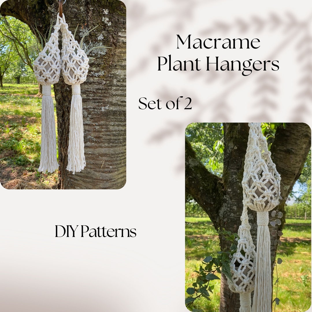 SET of 2 Macrame Patterns, Macrame Double Pod Planter, Macrame Plant ...