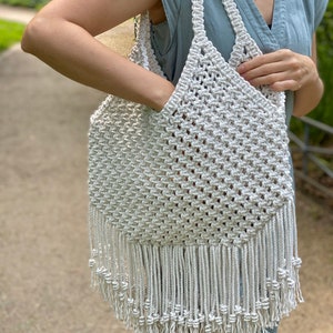 Macrame Shoulder Bag PDF Pattern, DIY Macrame Boho Hippie Bag, Macrame ...