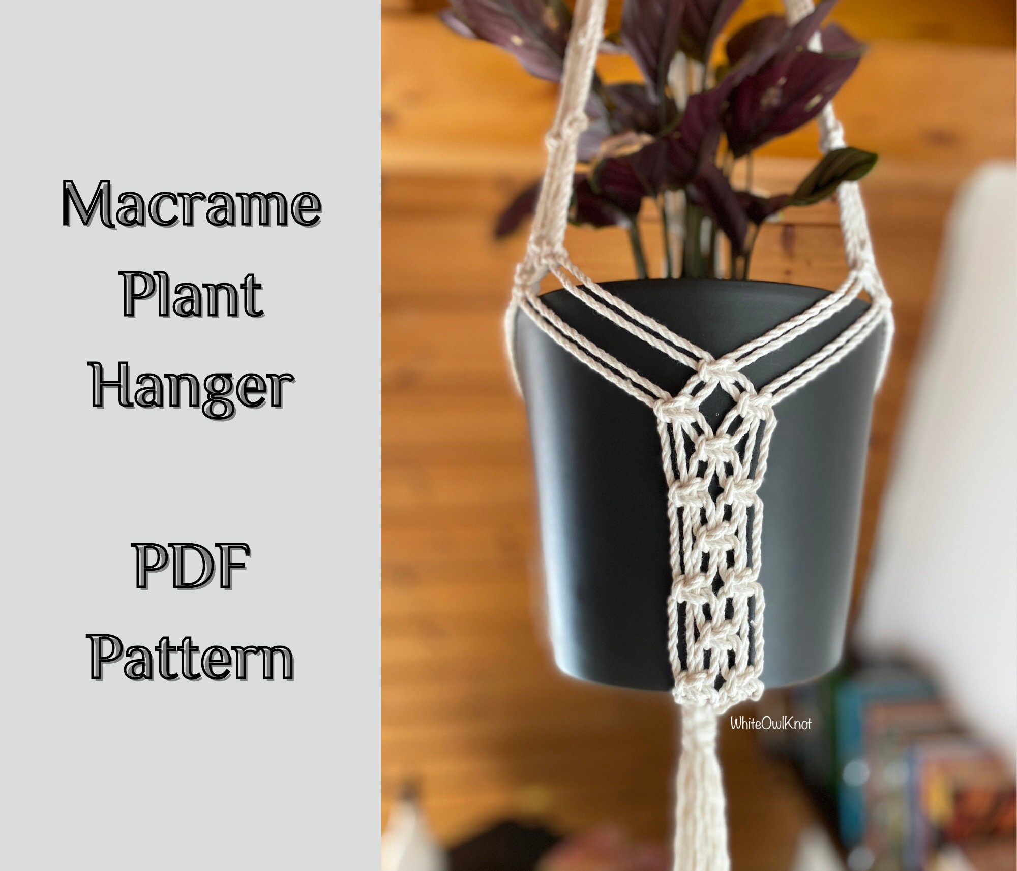 DIY PDF Pattern Macrame Plant Hanger Square Knots Easy to - Etsy