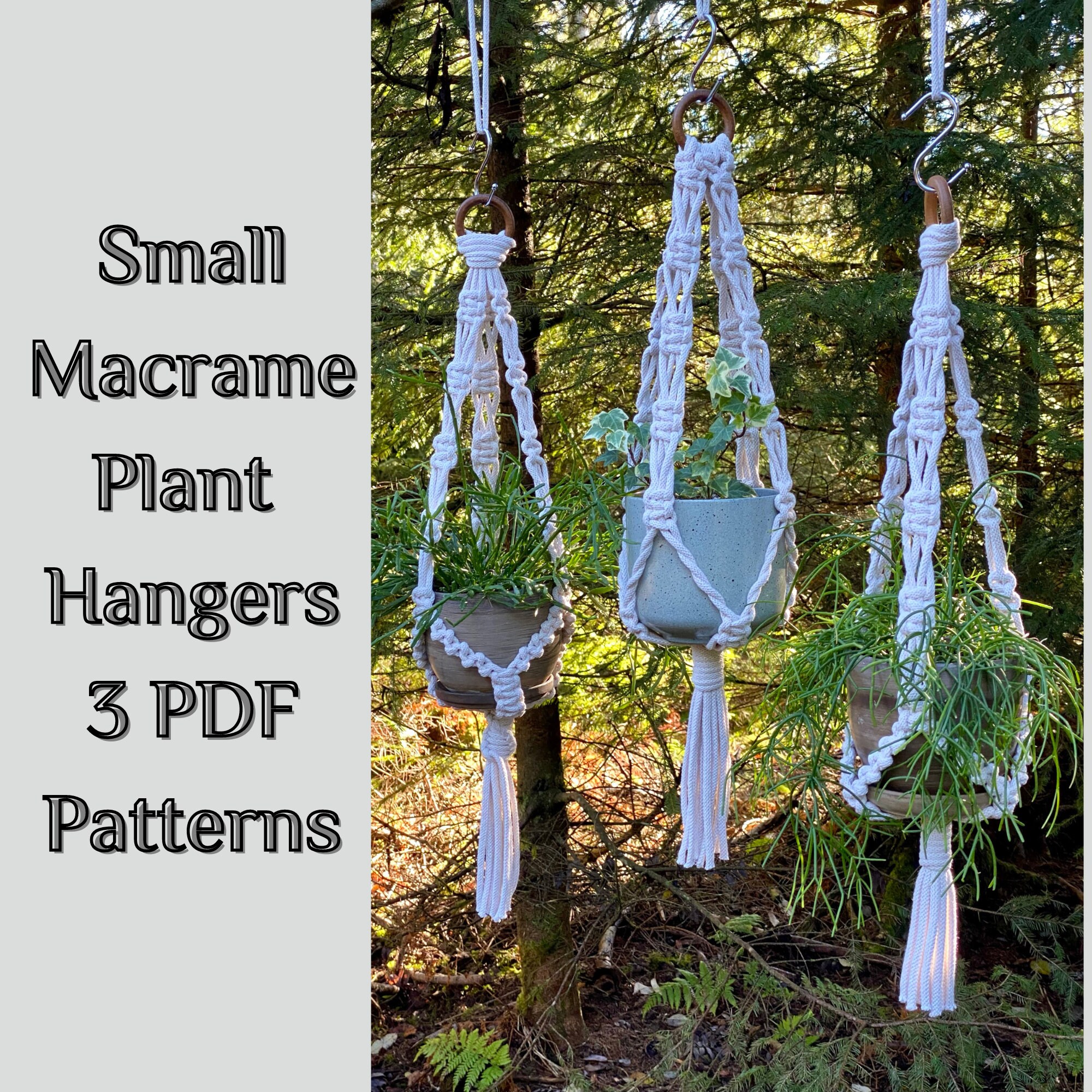 3 Small Macrame Plant Hangers PDF Pattern DIY Macrame 3 - Etsy