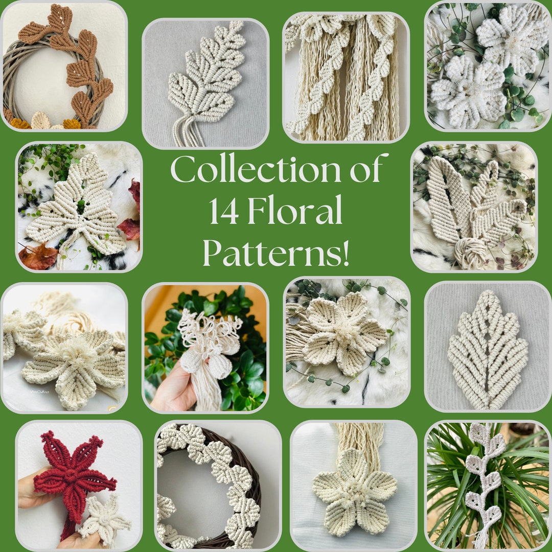 Collection of 14 DIY Macrame Floral Patterns. Make Your Own Unique ...