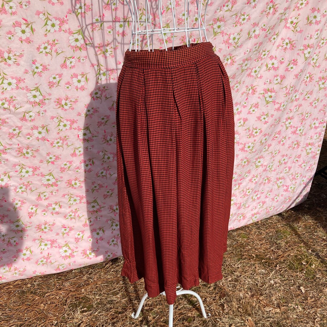 Vintage 50s 60s Skirt Checker Red Black | S-M |1960s - Etsy