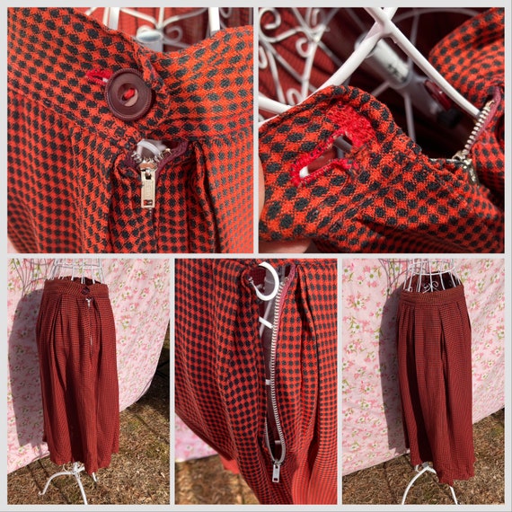 vintage 50s 60s skirt checker red black | S-M |1960s - Gem