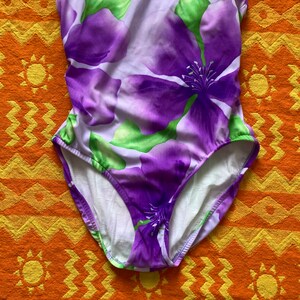 Vintage Vtg 90s One Piece Bathing Suit Pastel Purple Floral 1990s ...