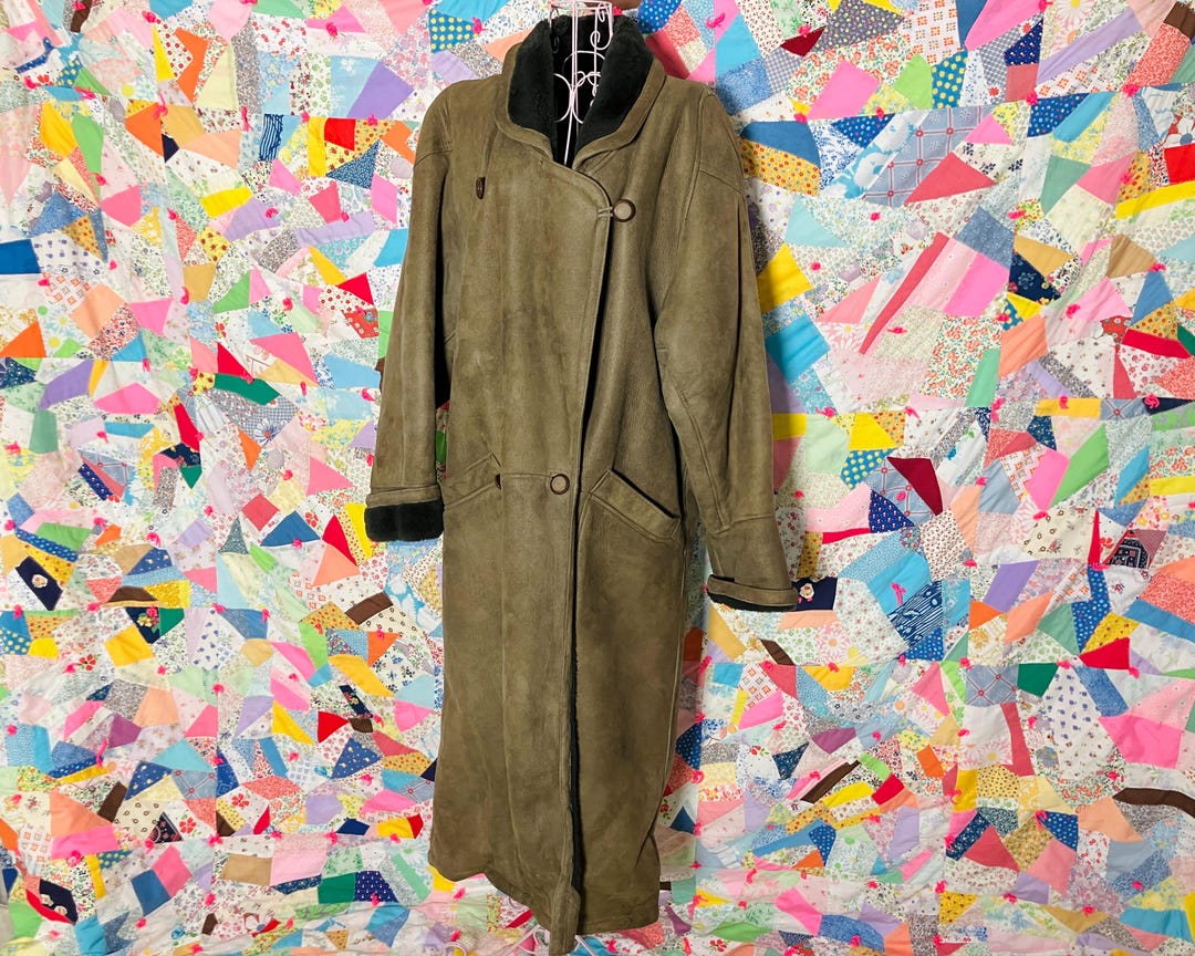 Vintage Green Jacket Shearling Emerald Fully Lined Long 80s 1980s Made ...