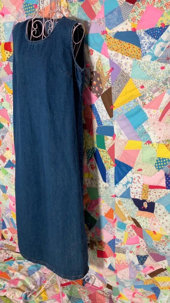vintage cottage core denim dress 1990s cotton western… - Gem