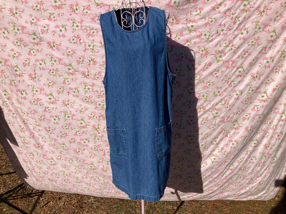 Vintage Denim Jumper Dress Cotton Western Farmcore Jean S-M Cottage ...
