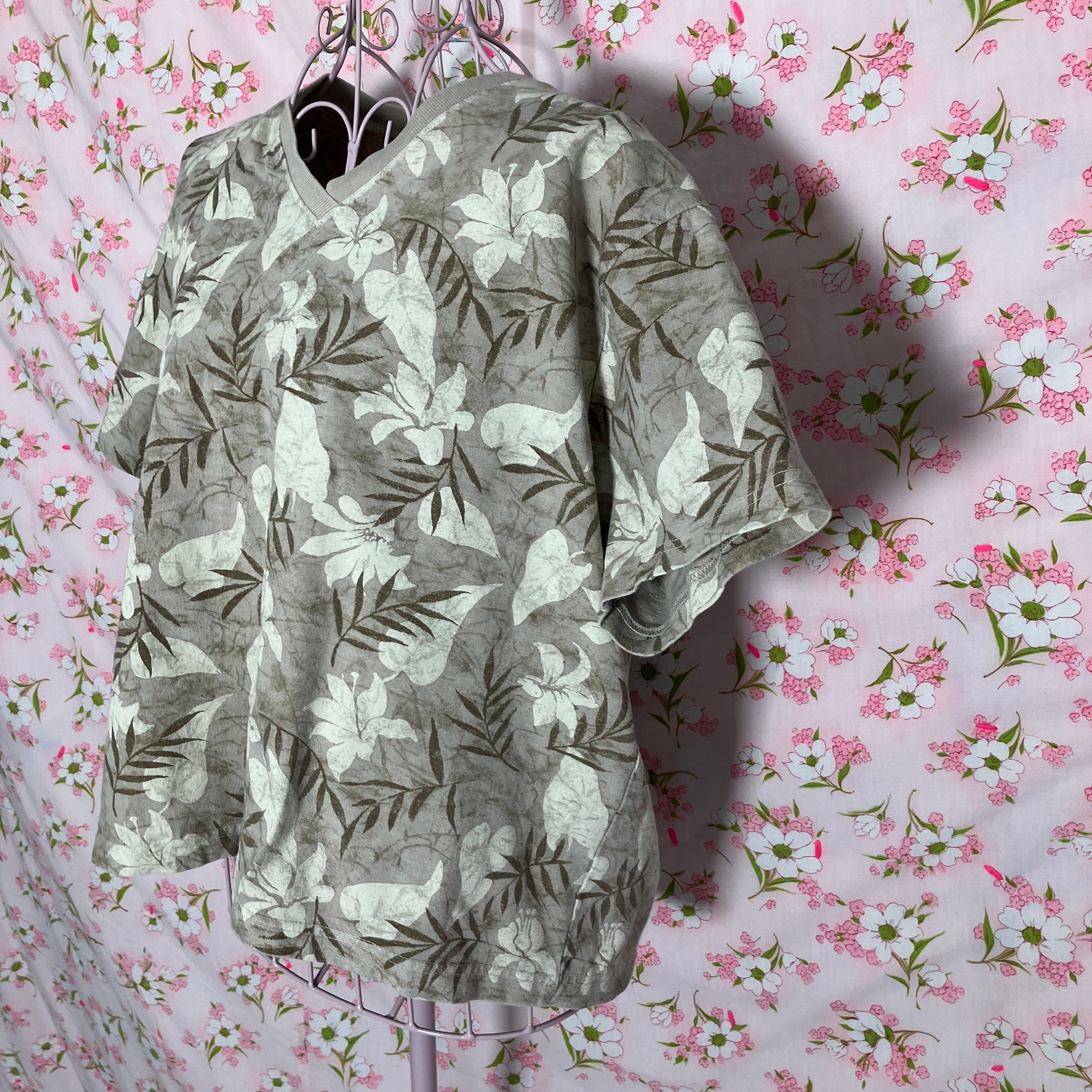 Vintage 90s Y2k T Shirt | M - L | Ll Bean Made in Usa Floral Botanical ...