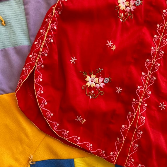 Vintage red floral embroidered blouse shirt // S-M //… - Gem