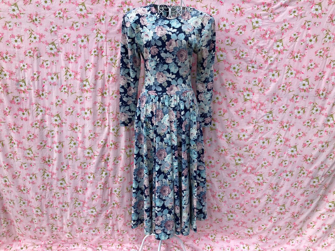 Vtg Vintage 80s Dark Floral Dress 1980s Cottage Core | S - M | Expo ...