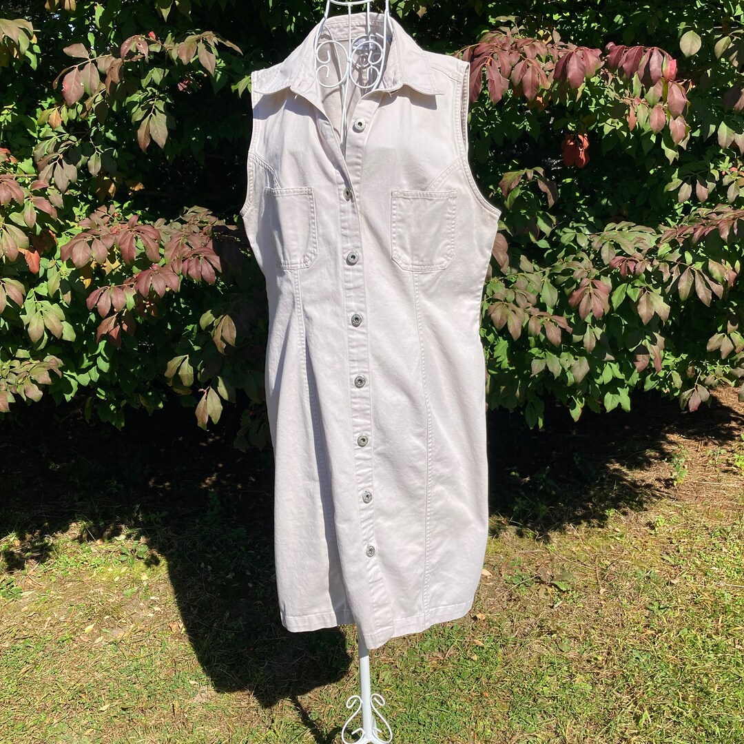 Vintage Cottage Core Dress Jumper Minimal 90s 1990s Linen Cotton ...