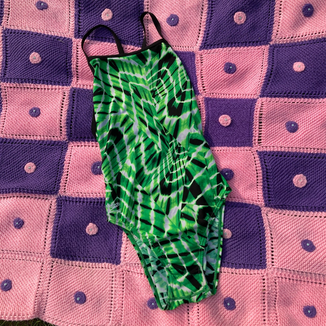 Vintage 90s Y2k One Piece Bathing Suit | Green Black | S-M | Swimsuit ...