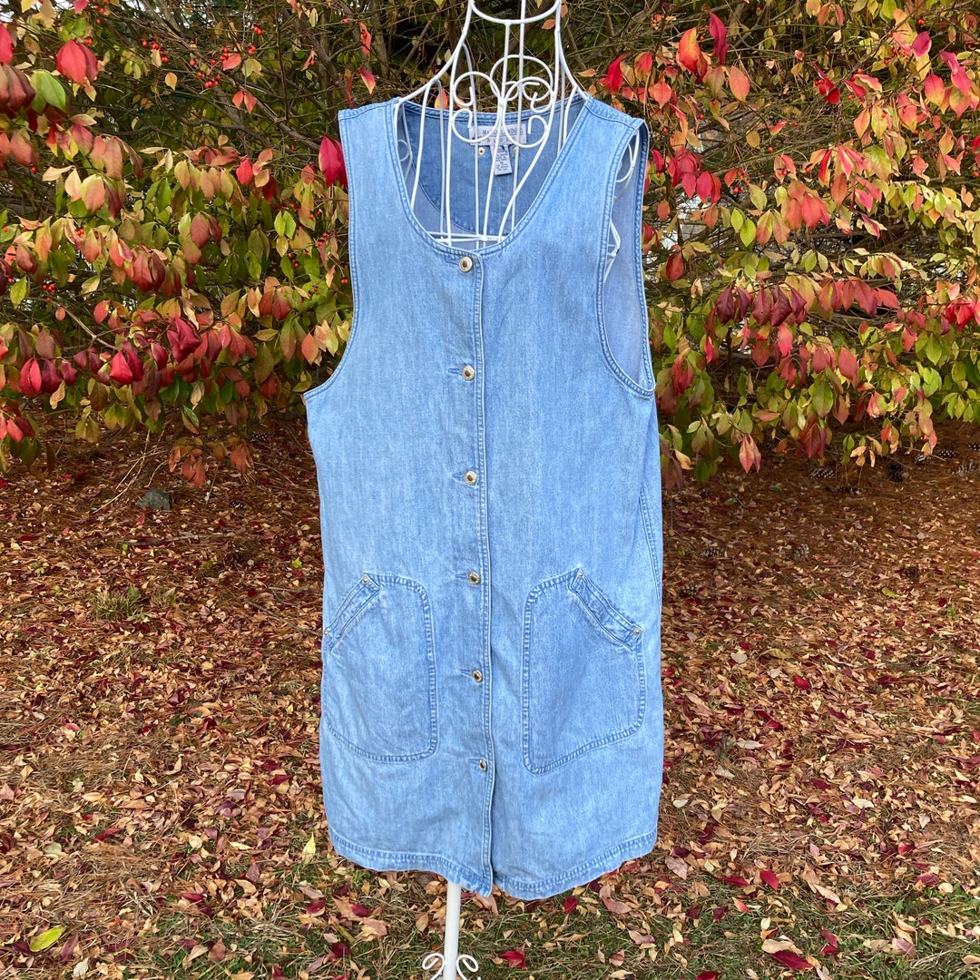 Vintage 90s Denim Dress Cottage Core 1990s Cotton Western Farmcore Jean ...