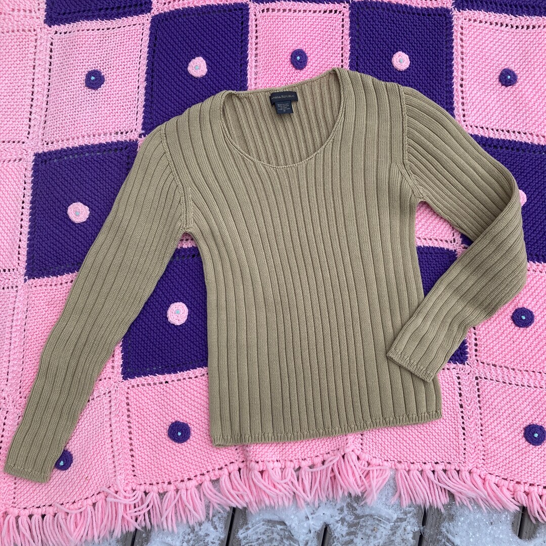 Vintage Sweater 90s XS-S Cotton Ribbed 1990s Banana Republic Made in ...