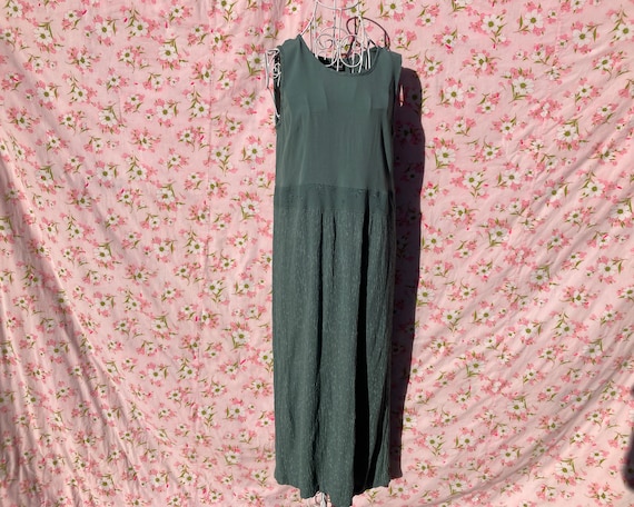vintage cottage core dress floral 90s sage green flo… - Gem