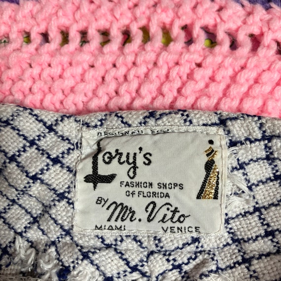 Vintage 50s 60s as is capri pants navy blue white pla… - Gem