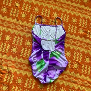 Vintage Vtg 90s One Piece Bathing Suit Pastel Purple Floral 1990s ...