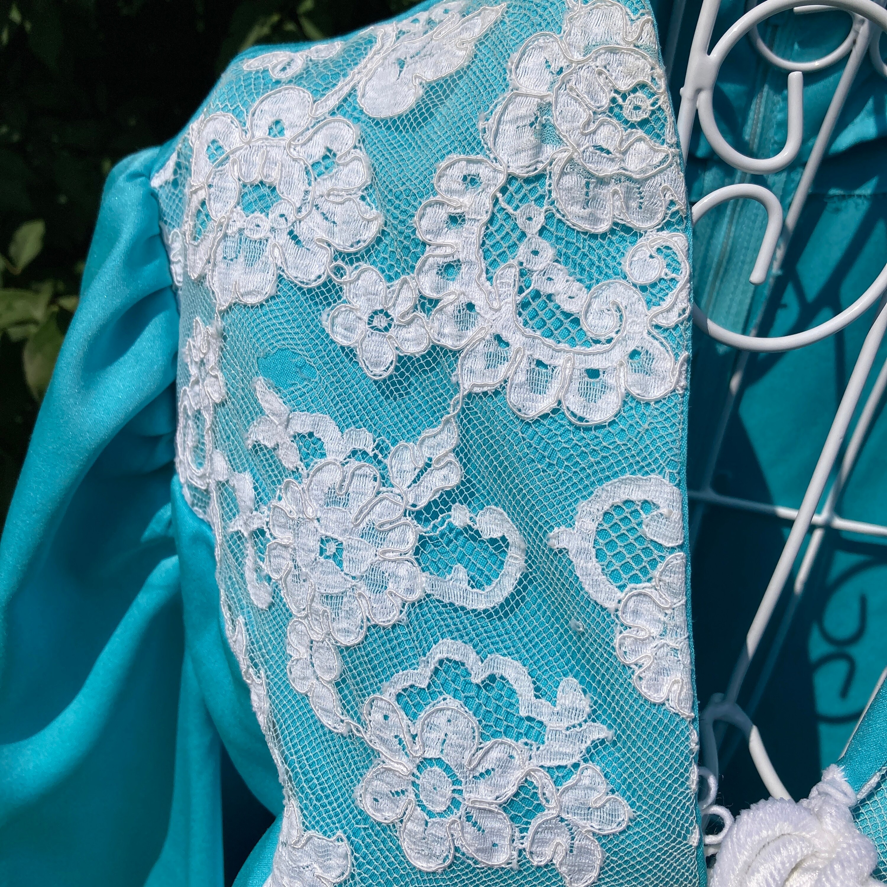 Vintage 70s Prairie Dress 1970s | S-M | Pastel Teal Maxi Balloon Bishop ...