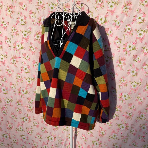 Checkerboard Sweater - Etsy