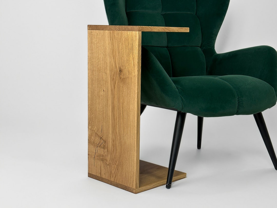 MILAAU Oak C Shaped Coffee Table MOHO Solid Wood Side Table - Etsy