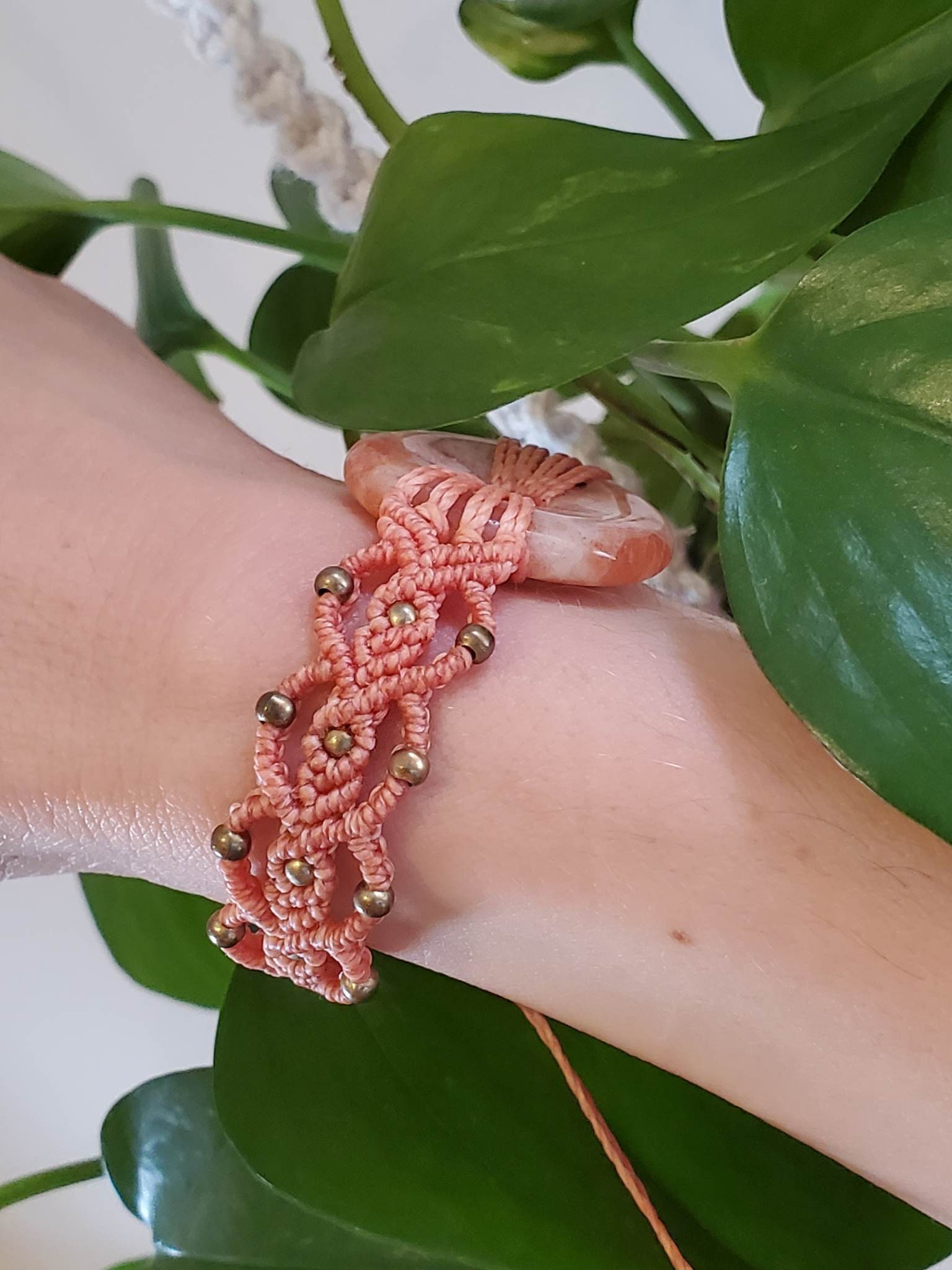 Semi Precious Stone Donut Macrame Bracelet - Etsy