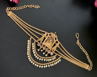 Restocked-single Antique Gold Finished Polki Pearl Armlet / Bajuband ...